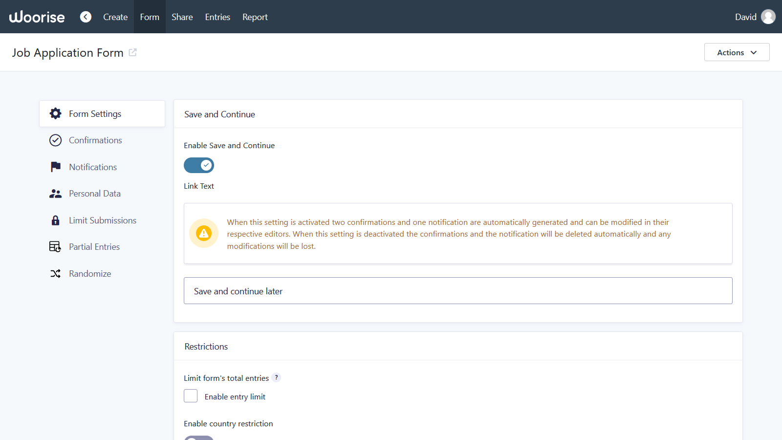 How to Allow Users to Save and Complete the Form Later – Woorise Help