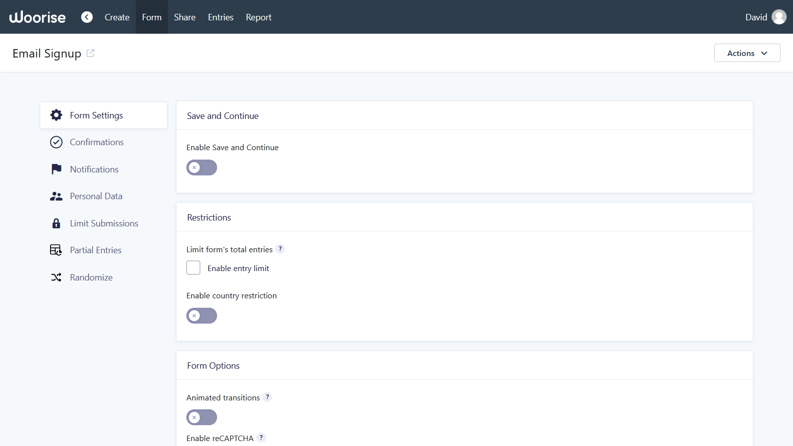 Form Settings Overview – Woorise Help