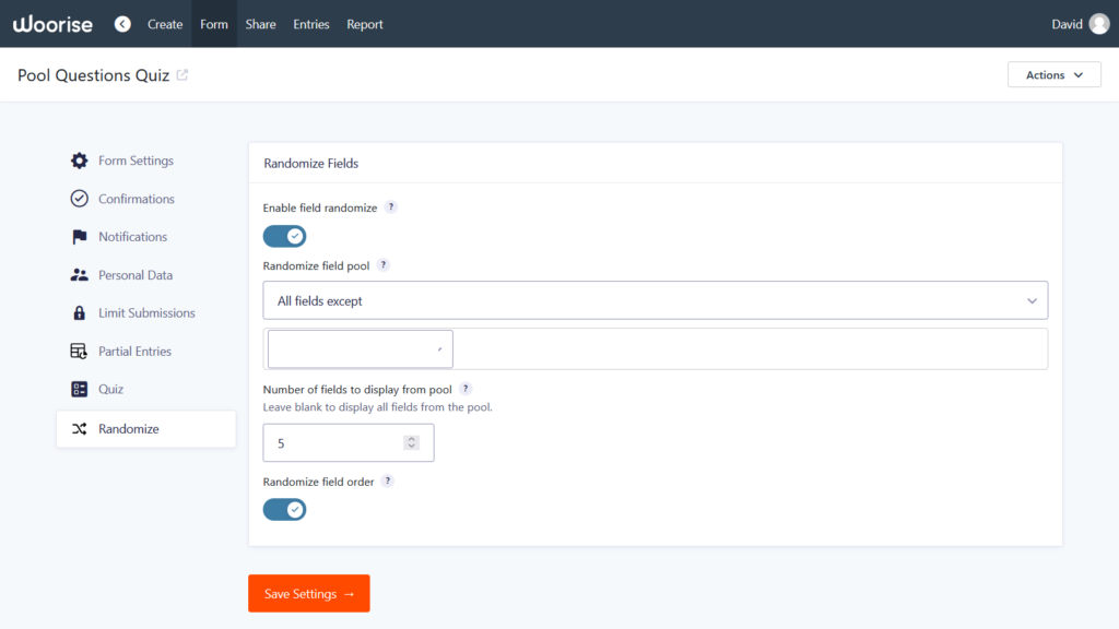 Form Settings Overview – Woorise Help