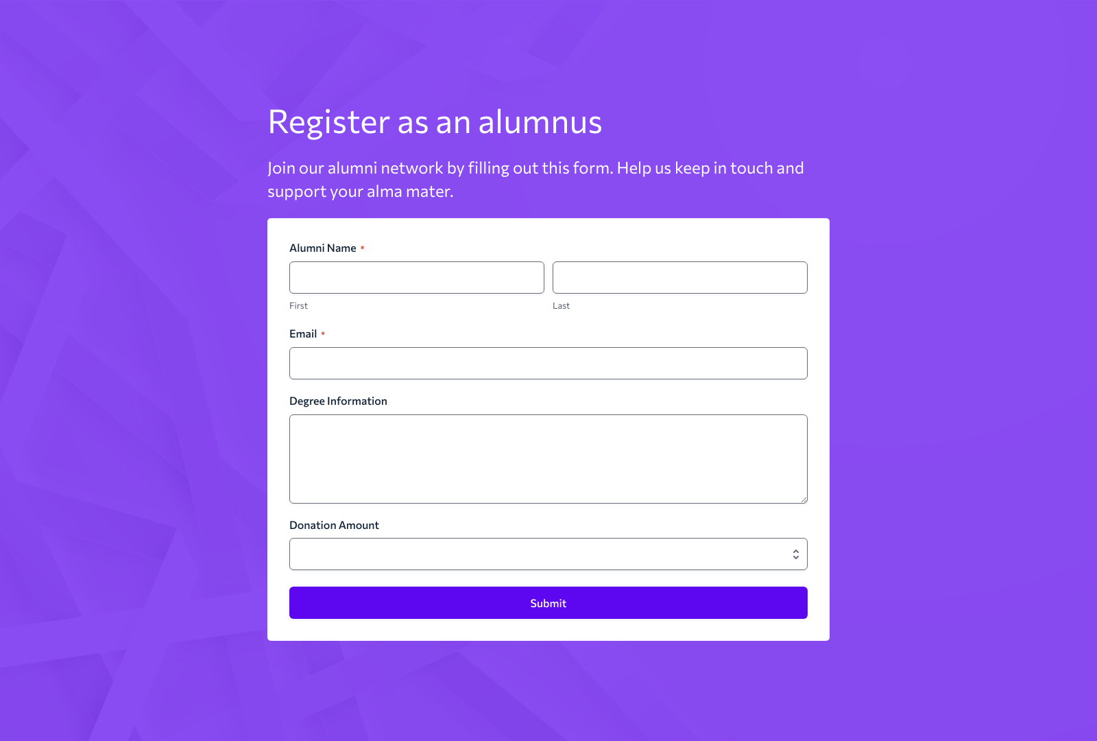 Alumni Registration Form Template – Woorise