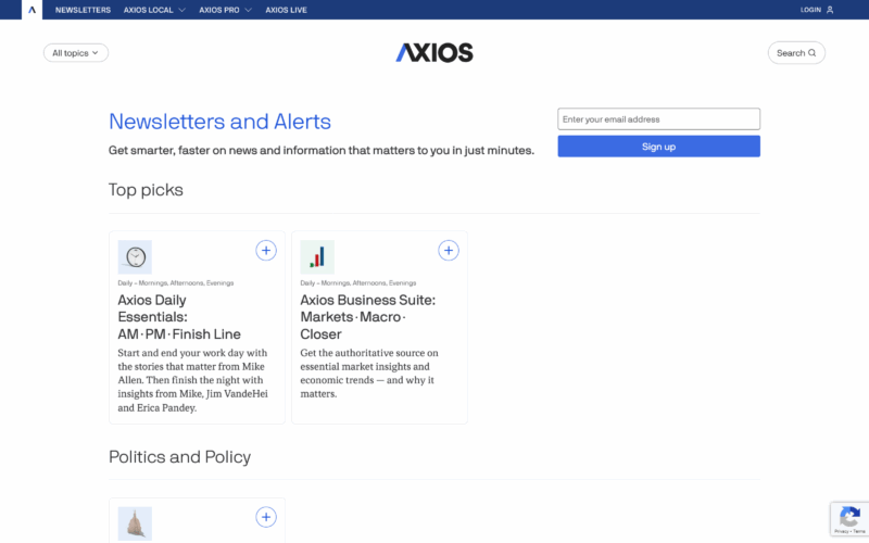 Axios Landing Page Example – Woorise