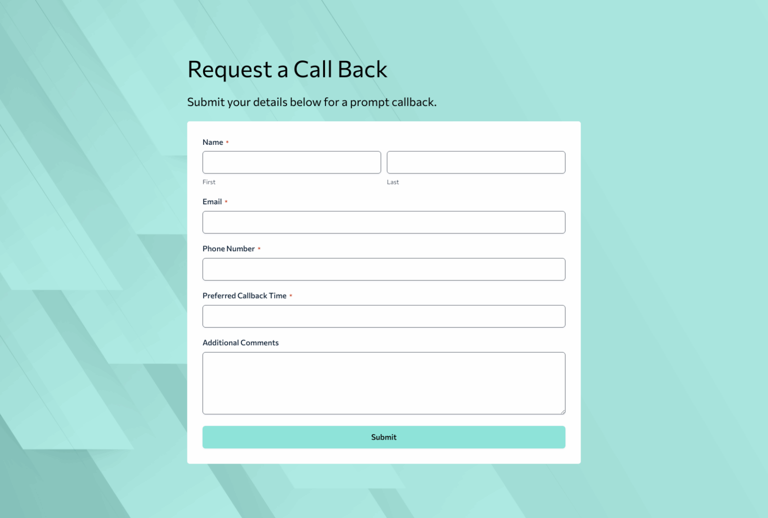 Call Back Form Template – Woorise