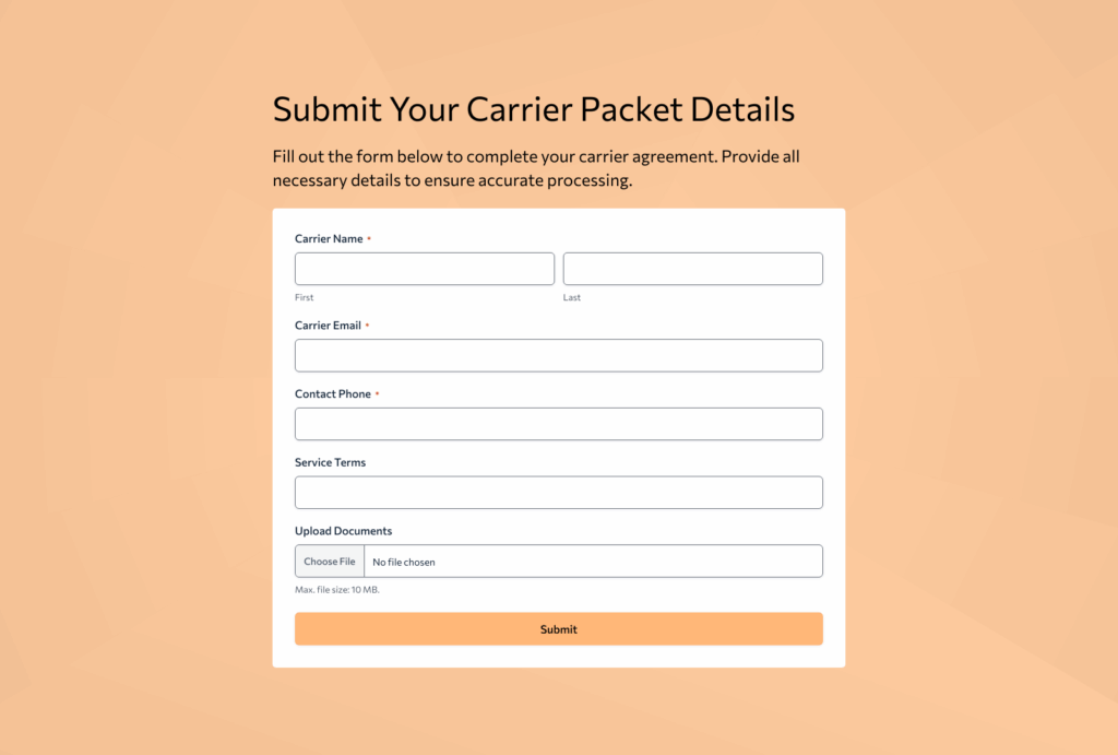 Carrier Packet Form Template – Woorise