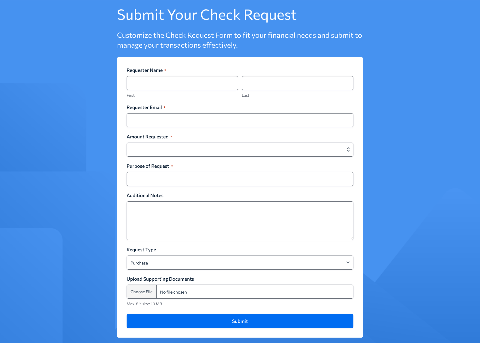 Check Request Form Template – Woorise