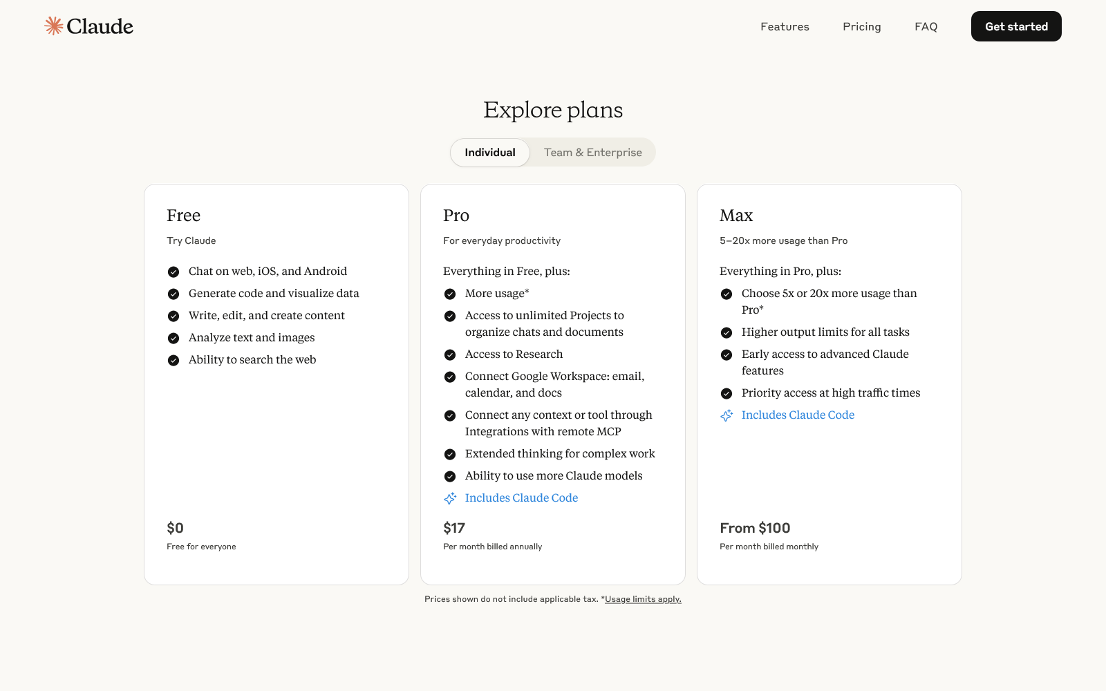 Claude Pricing Landing Page Example – Woorise
