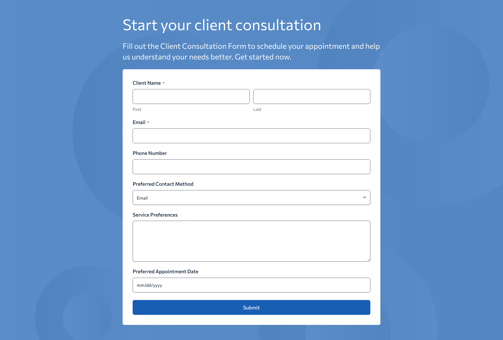 Client Consultation Form Template – Woorise