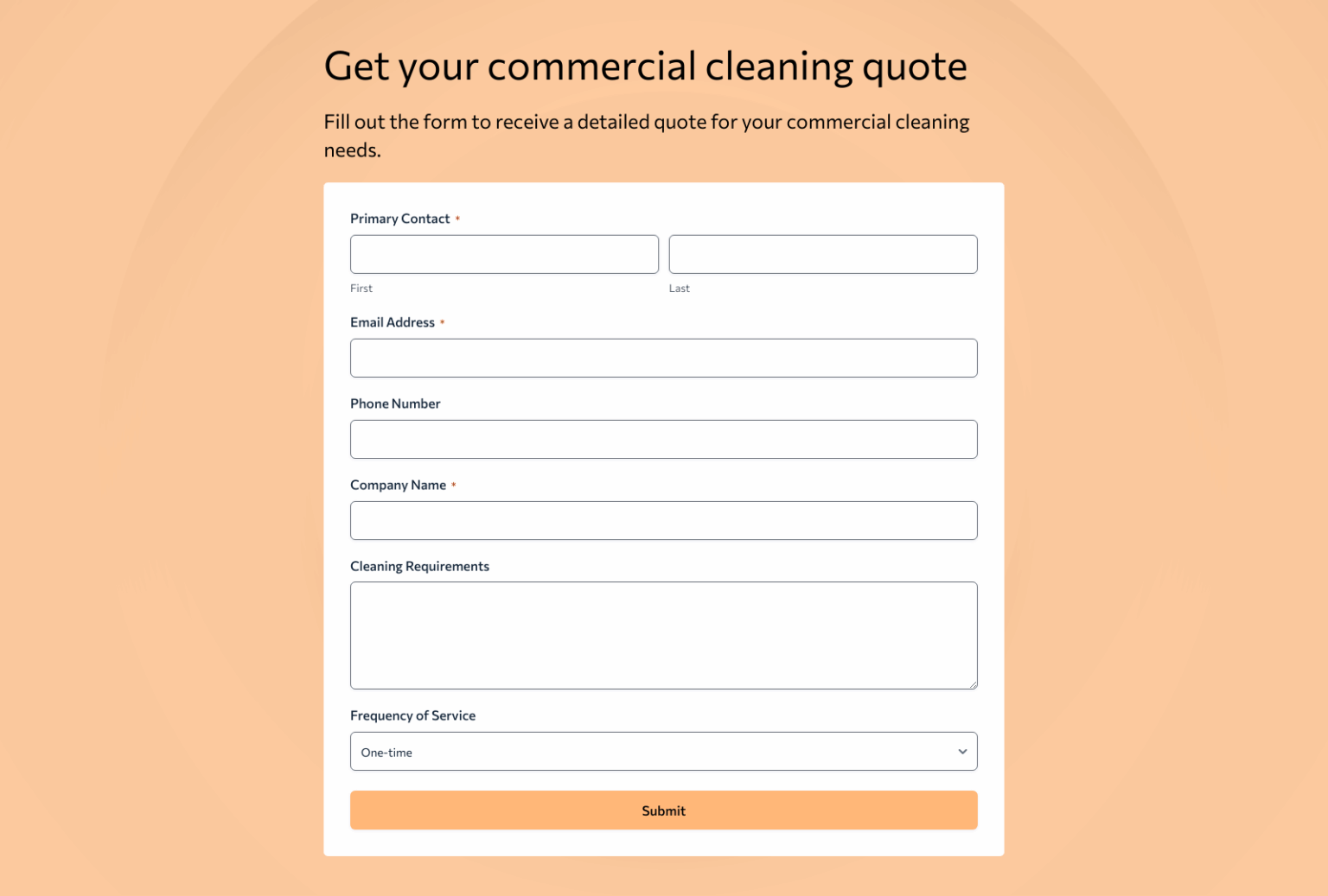Commercial Cleaning Quote Form Template – Woorise