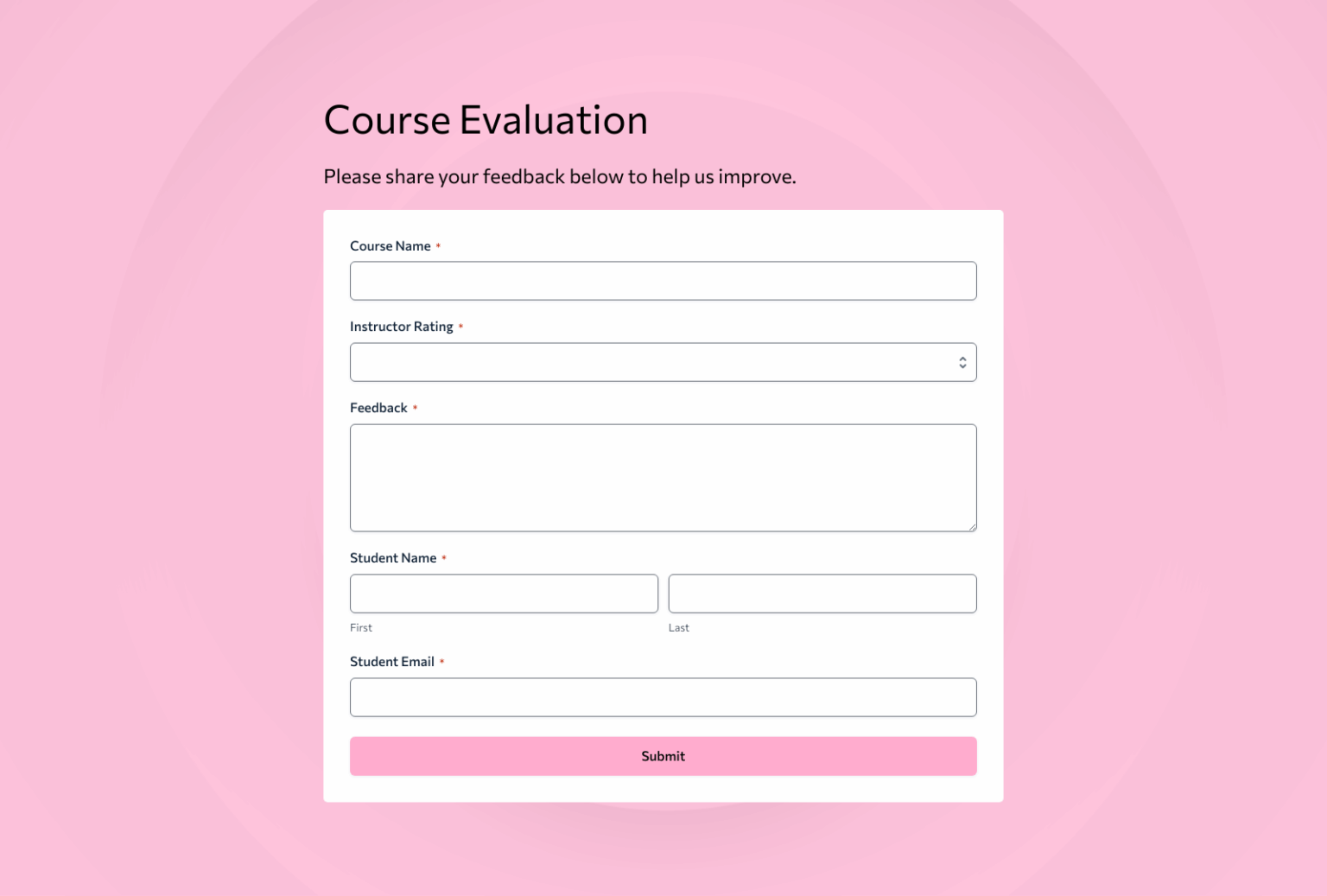 Course Evaluation Form Template – Woorise