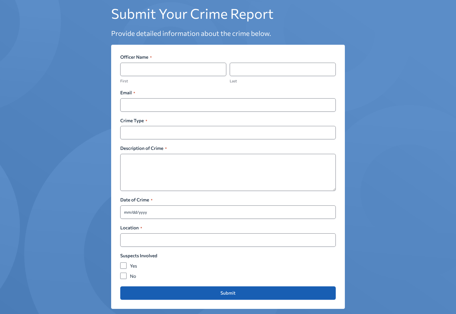Crime Report Form Template – Woorise