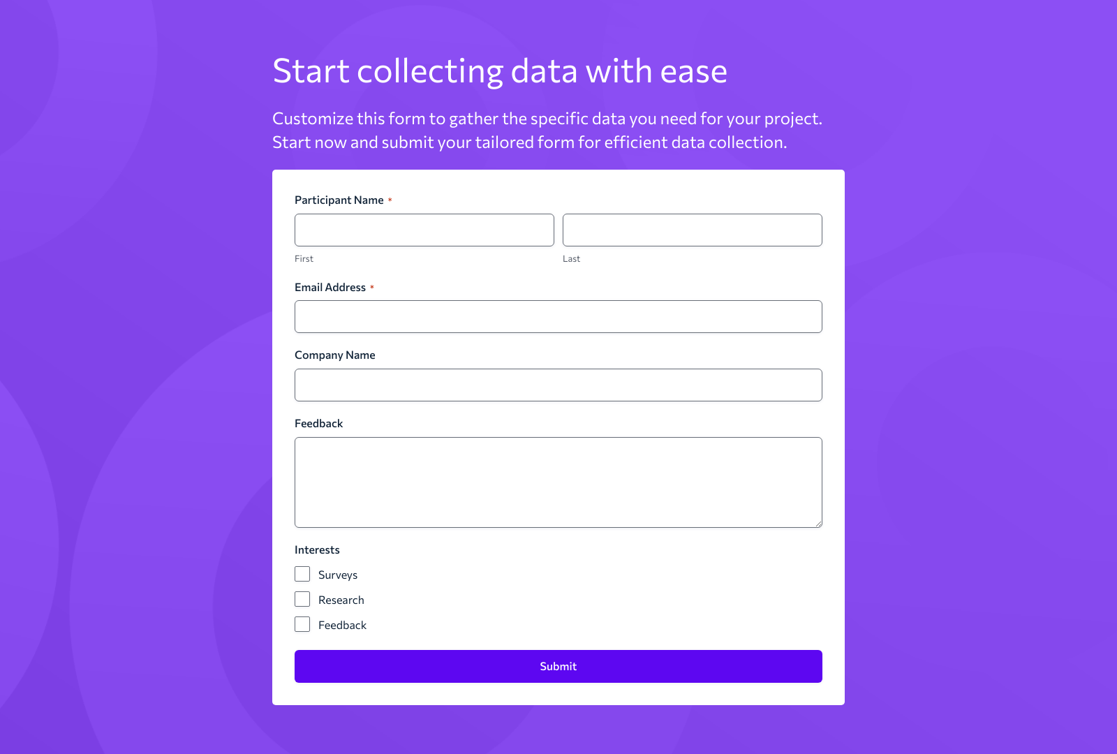 Data Collection Form Template – Woorise