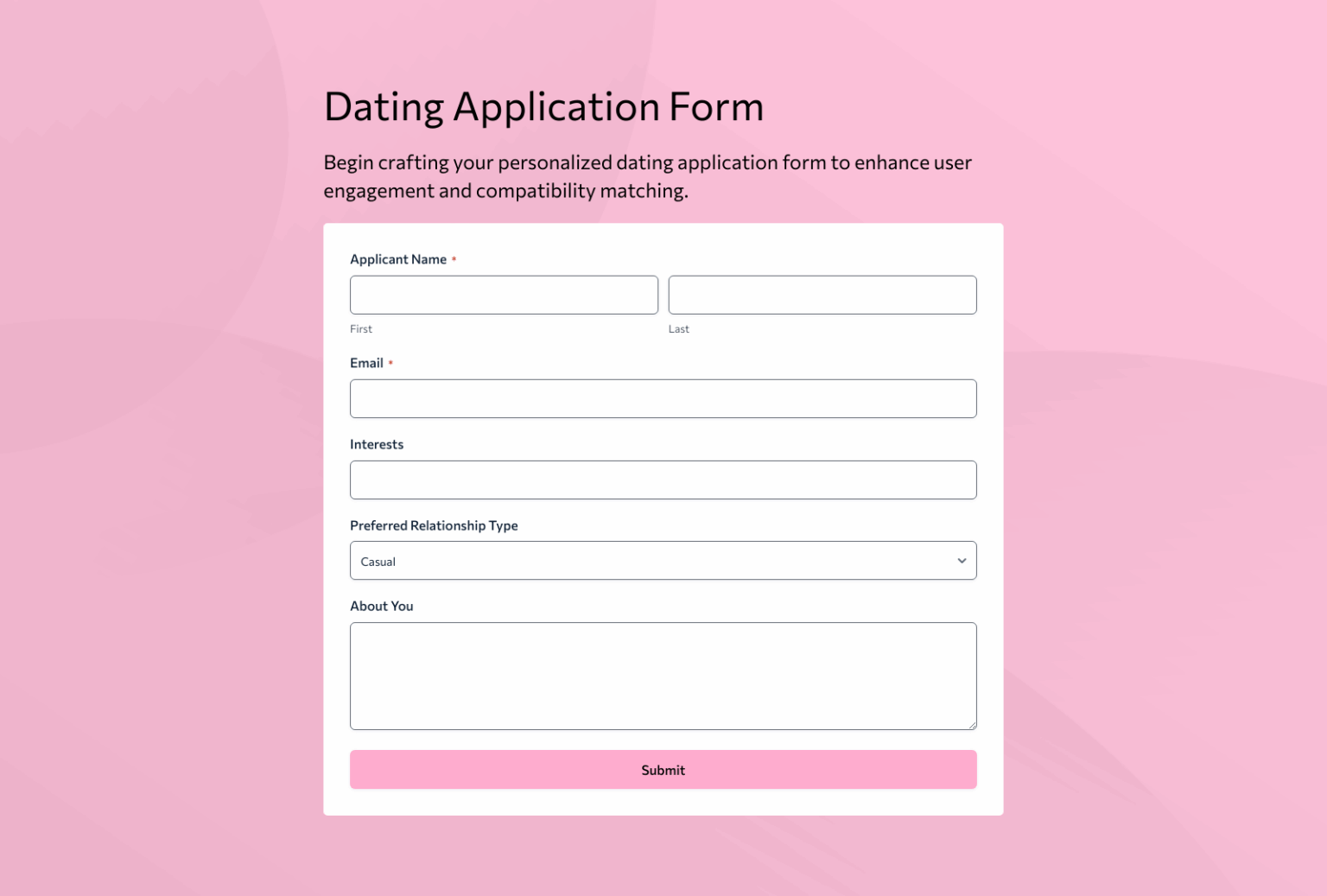 Dating Application Form Template – Woorise