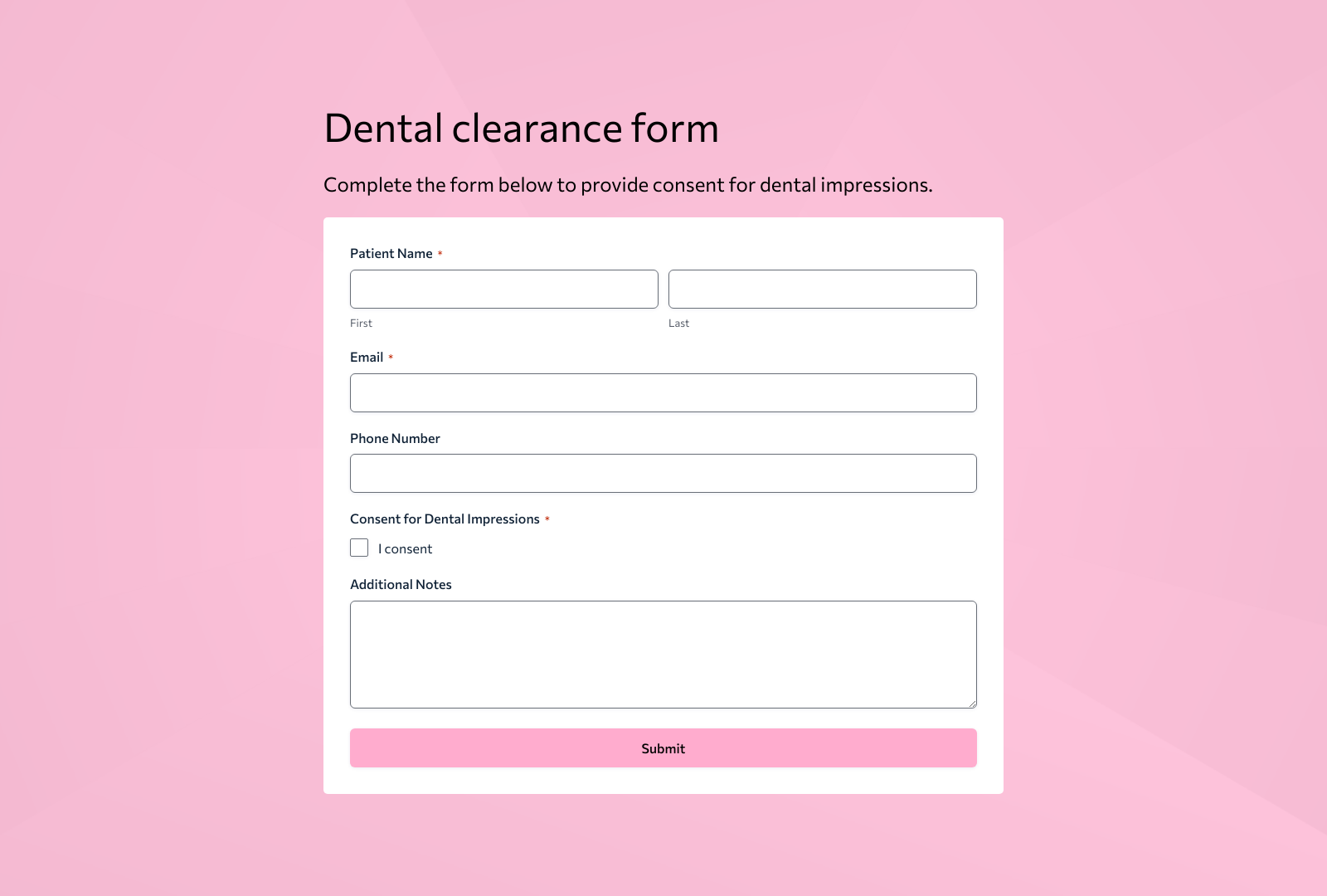 Dental Clearance Form Template – Woorise