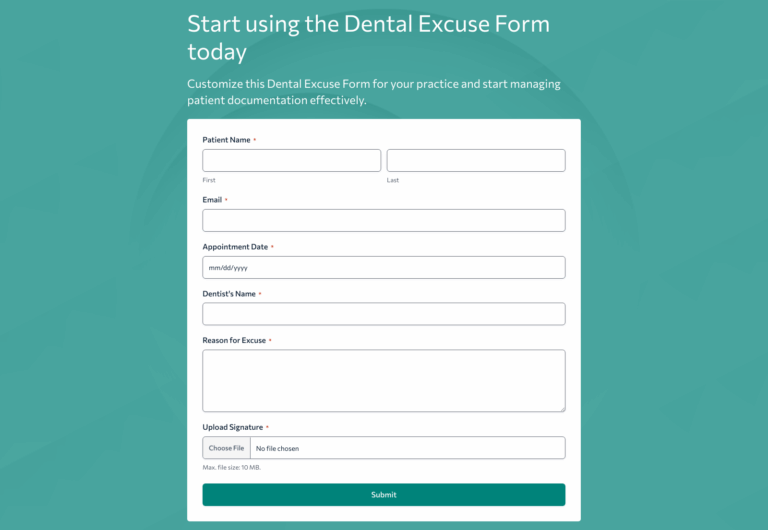 Dental Excuse Form Template – Woorise