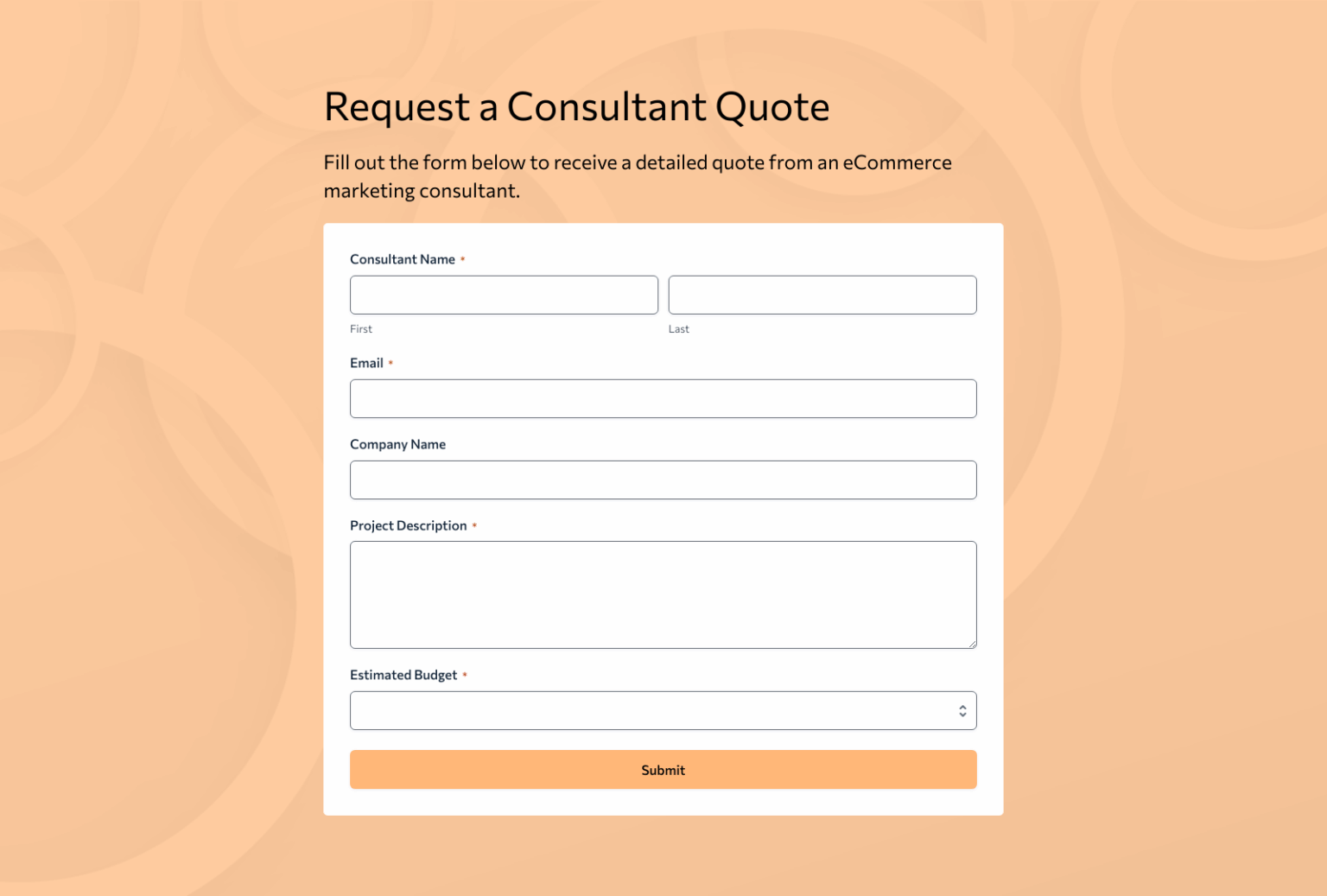 ECommerce Marketing Consultant Quote Form Template – Woorise