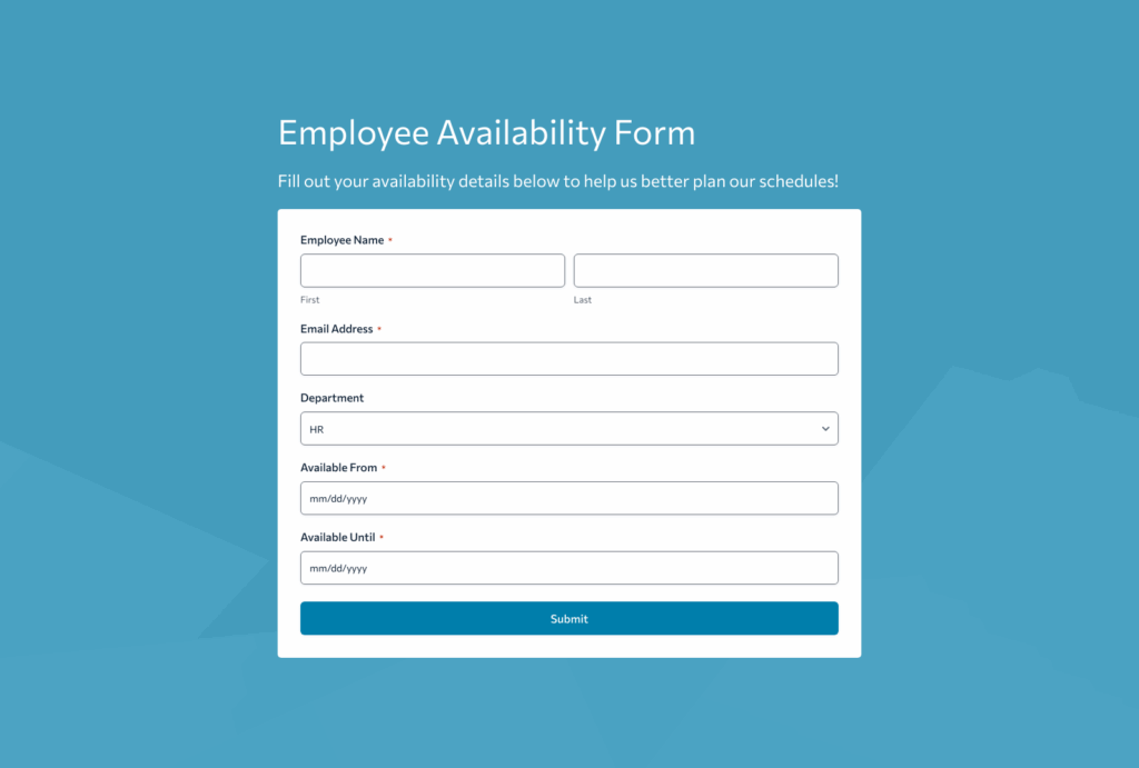 Employee Availability Form Template – Woorise