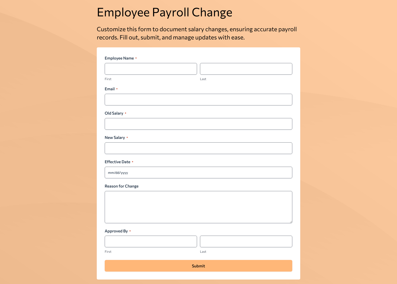 Employee Payroll Change Form Template – Woorise