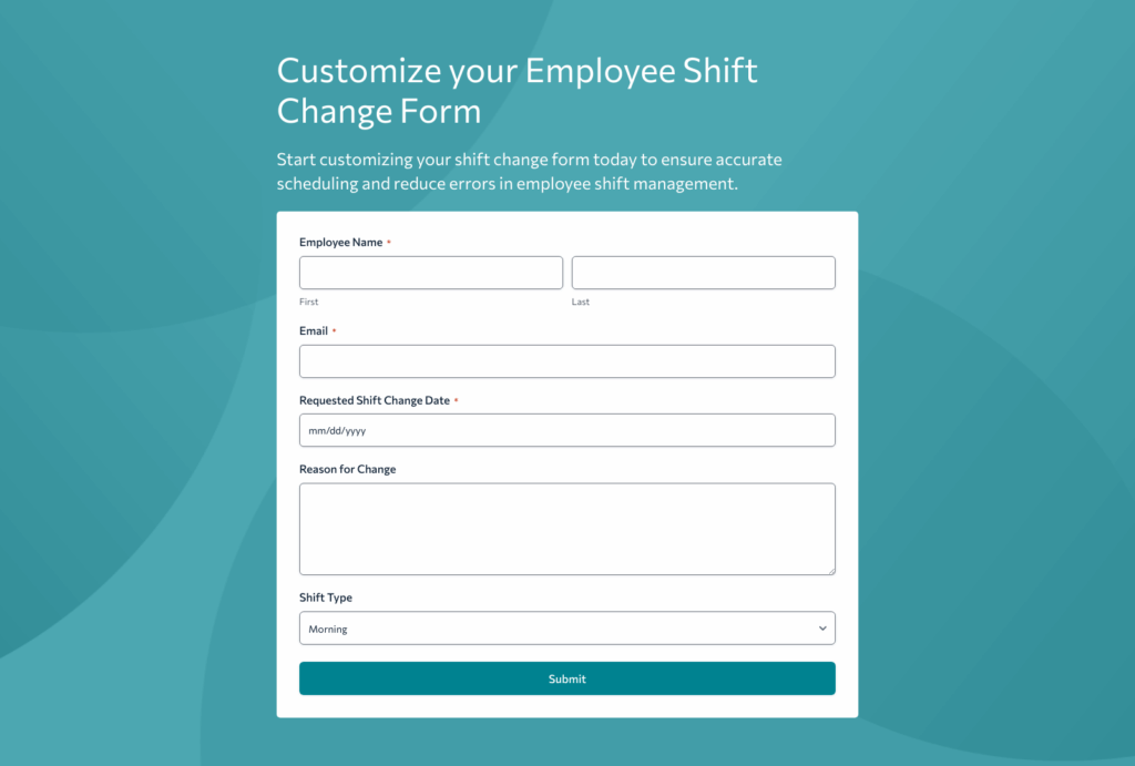 Employee Shift Change Form Template – Woorise