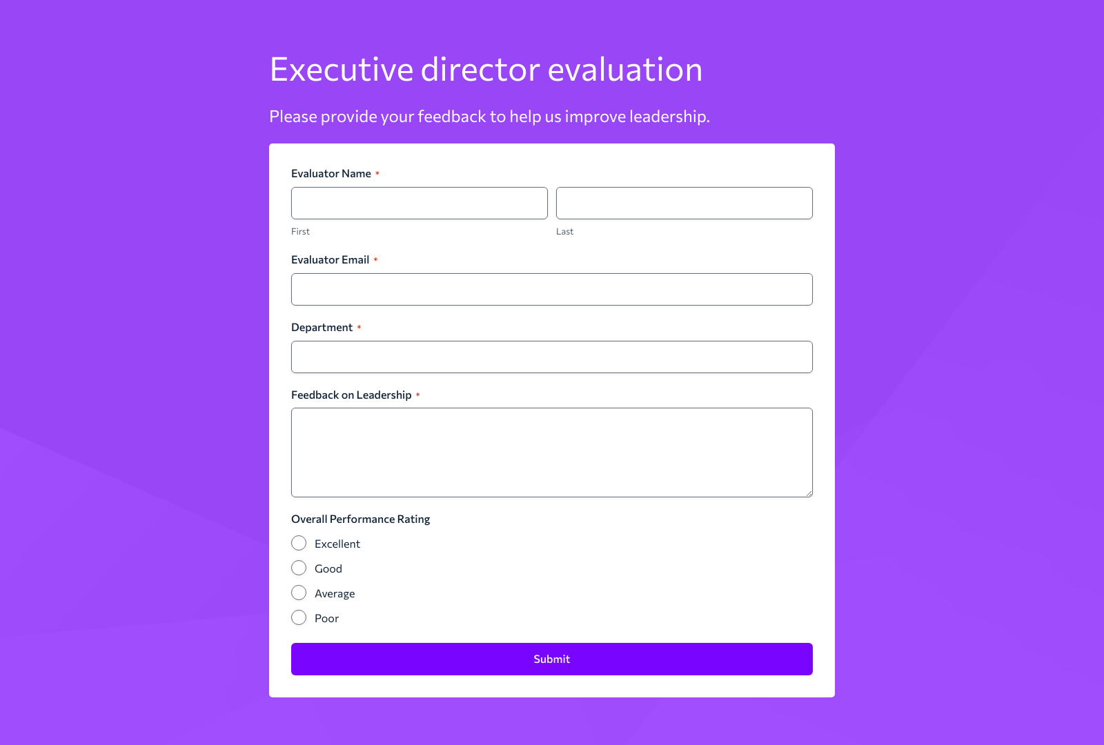 Executive Director Evaluation Form Template – Woorise