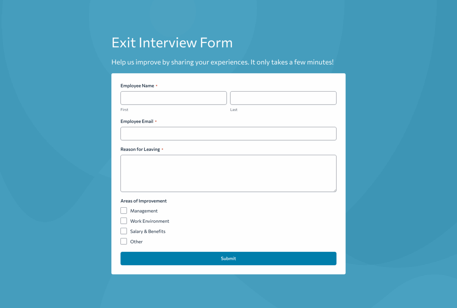 Exit Interview Form Template – Woorise