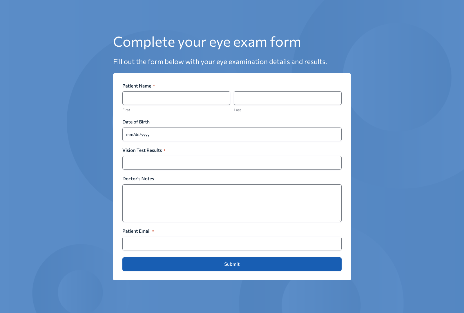 Eye Exam Form Template – Woorise