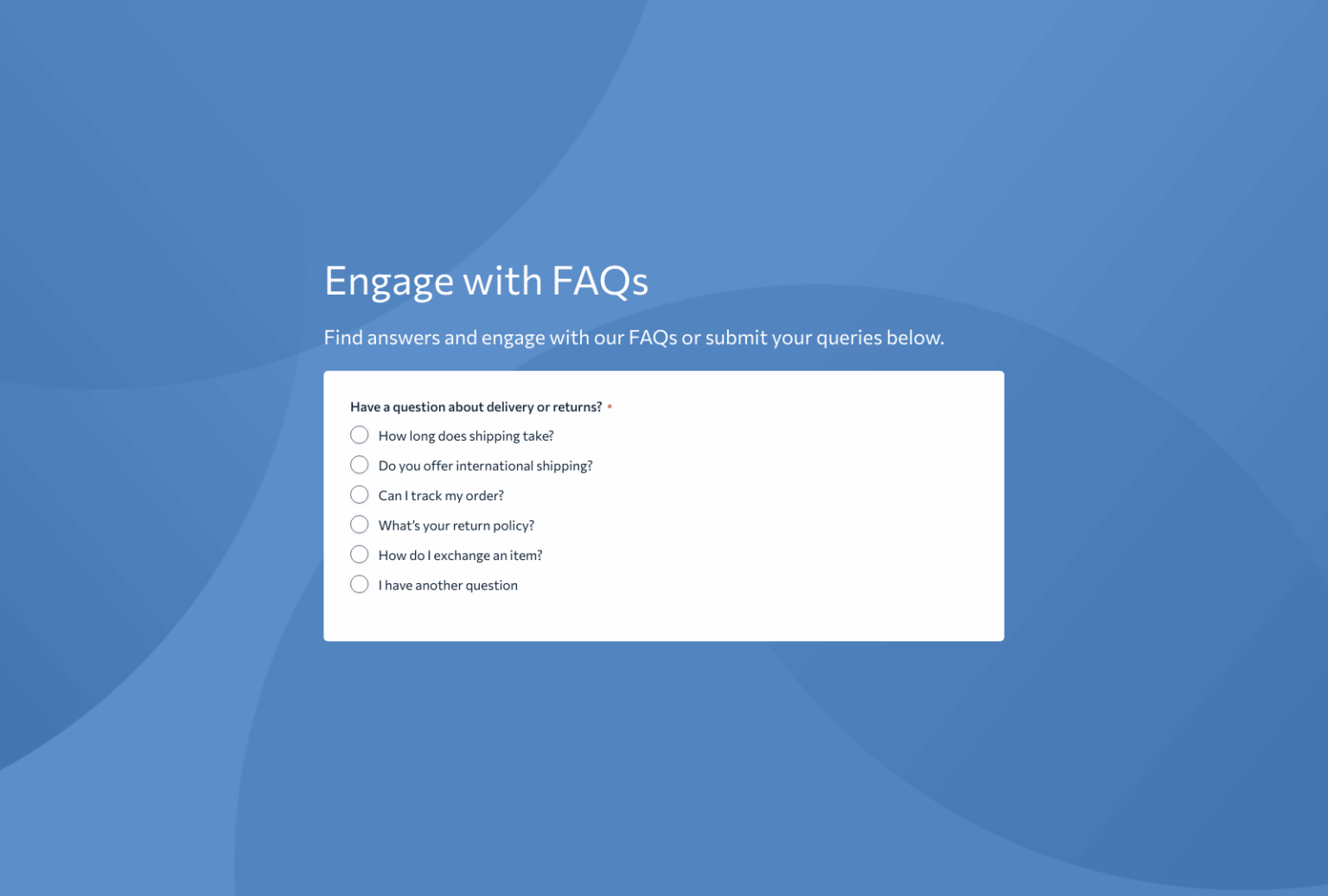 FAQ Form Template – Woorise