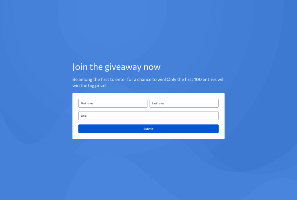 First Come First Win Giveaway Template – Woorise