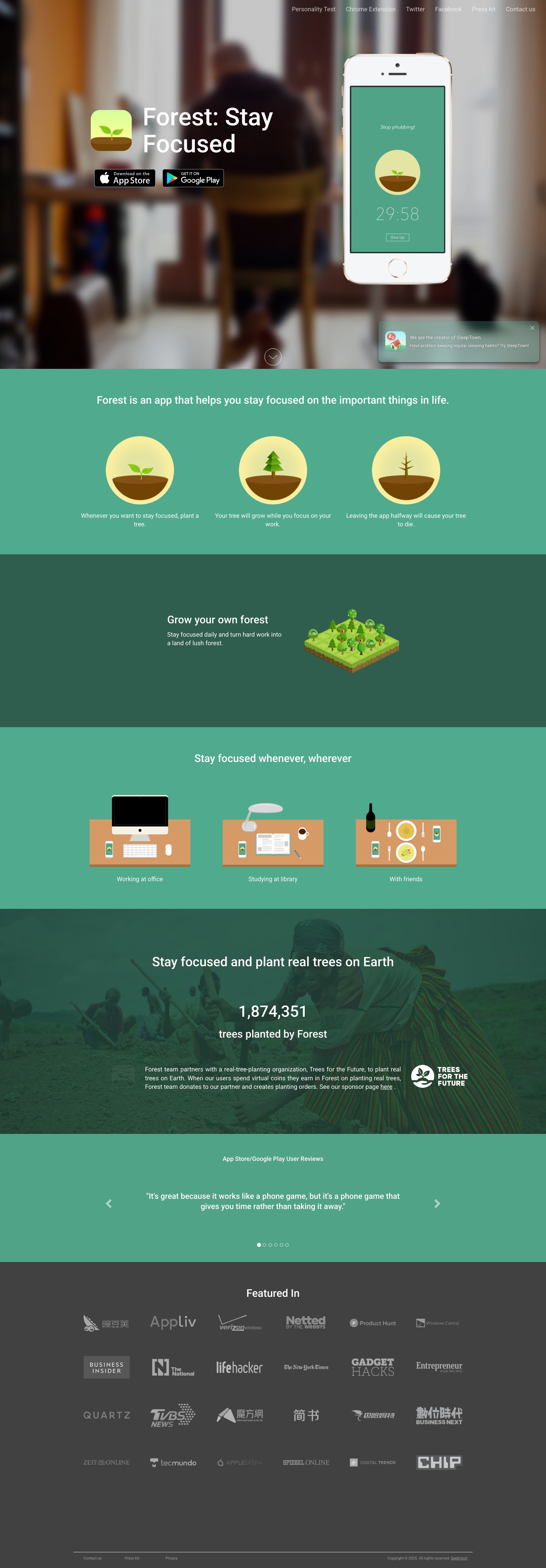 Forest Mobile App Landing Page Example – Woorise