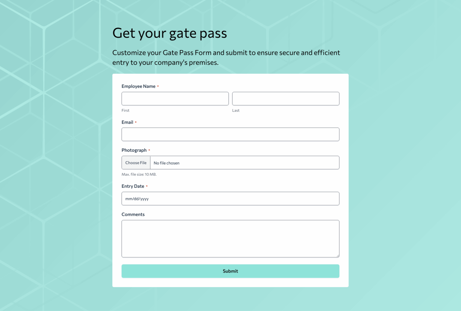 Gate Pass Form Template – Woorise