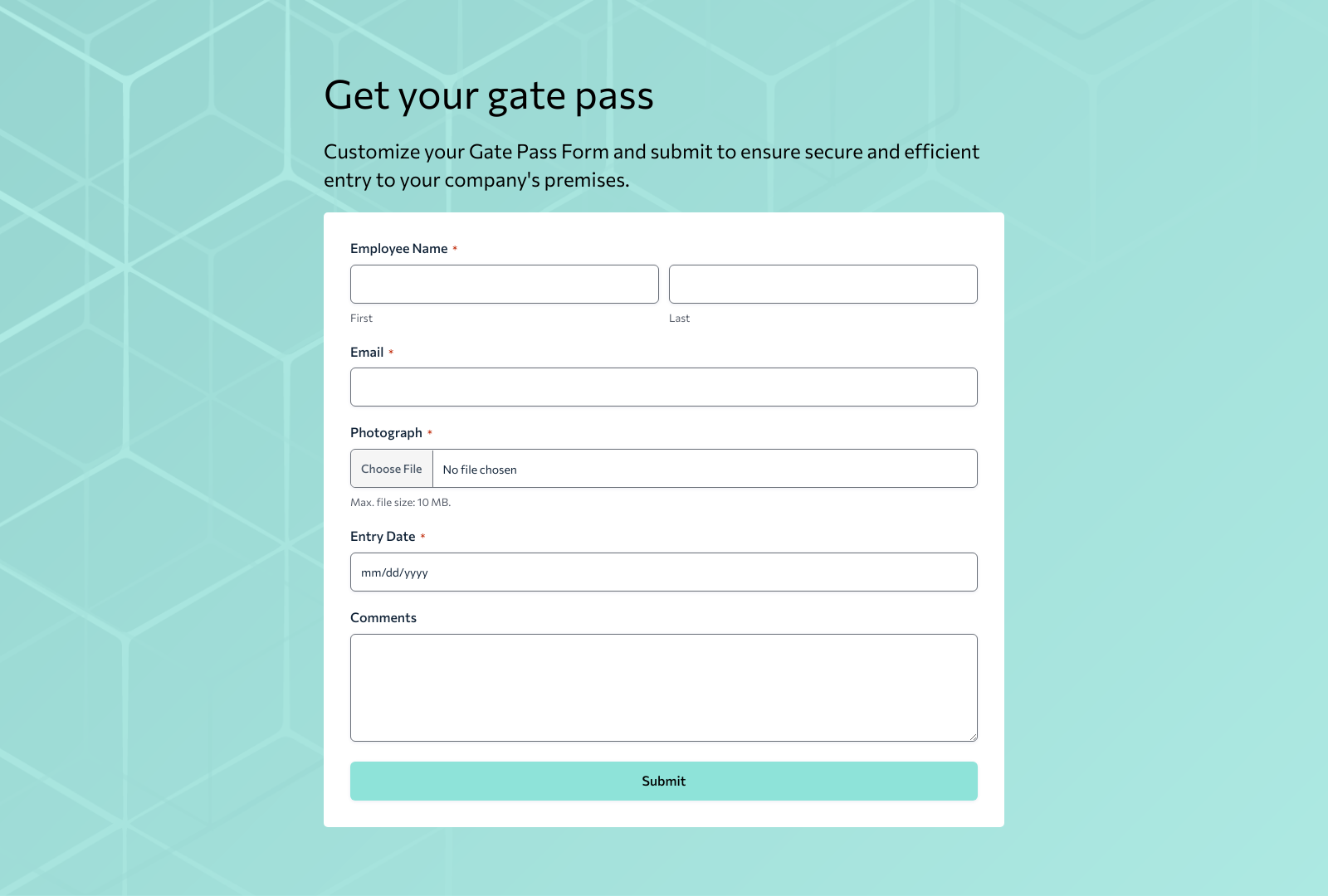 Gate Pass Form Template – Woorise