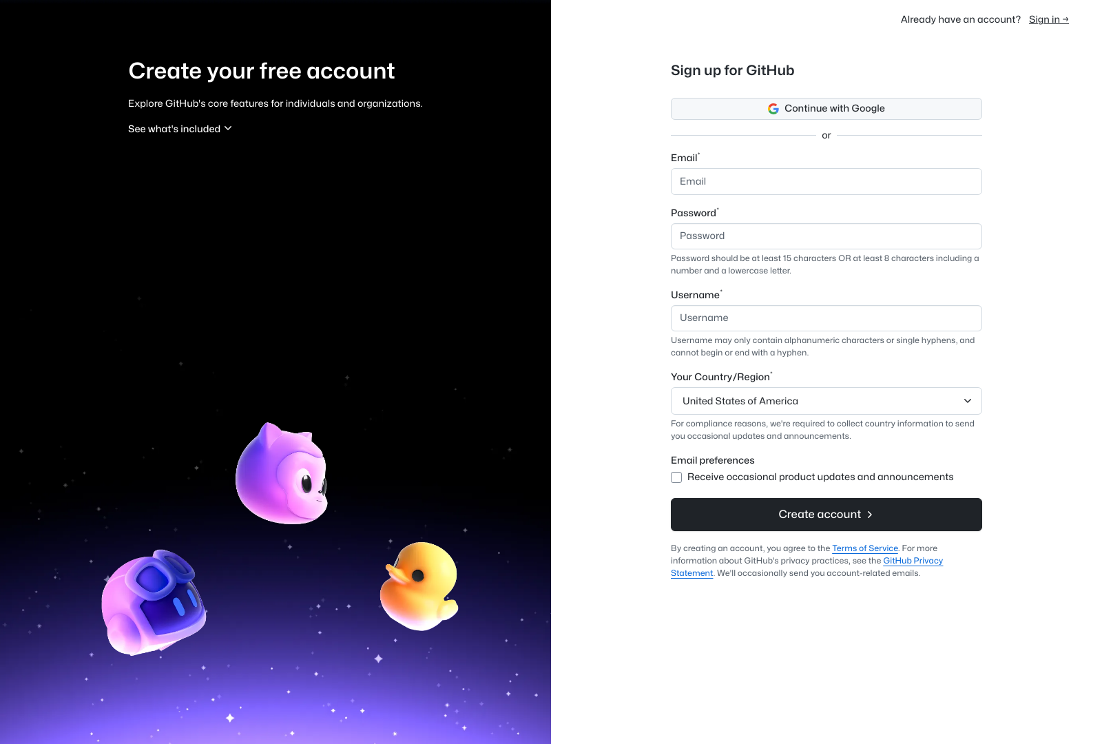 GitHub Signup Landing Page Example – Woorise