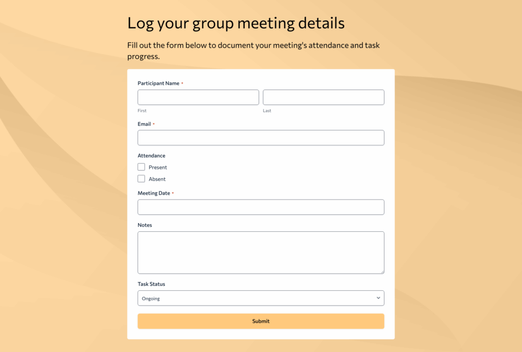 Group Meeting Log Form Template – Woorise