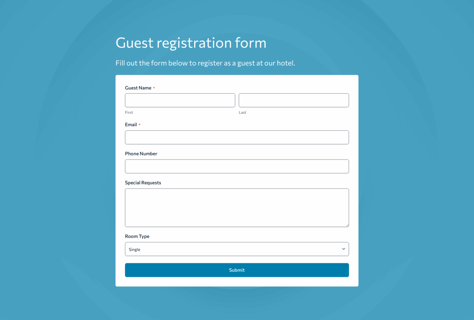 Guest Registration Form Template – Woorise