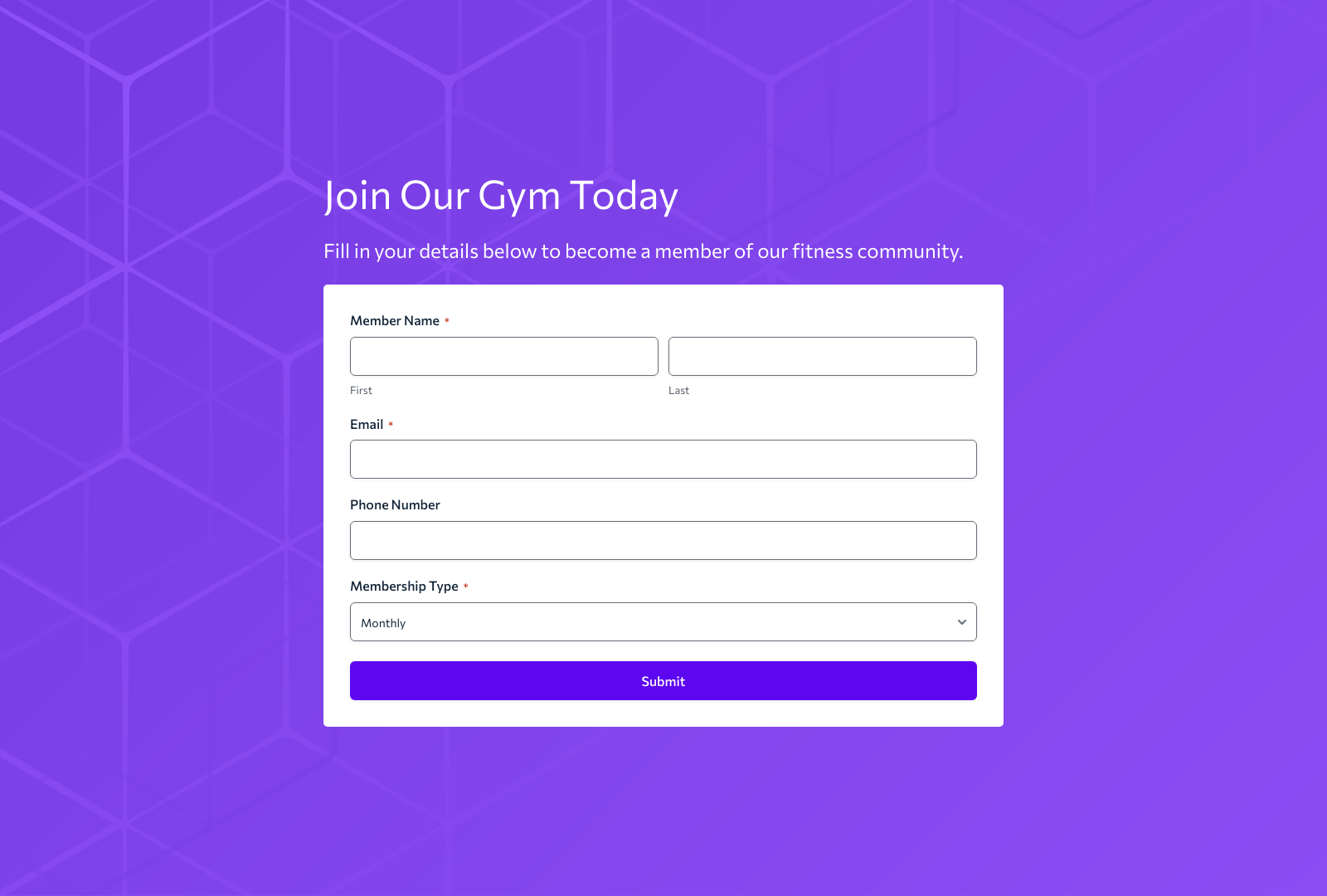Gym Signup Form Template – Woorise