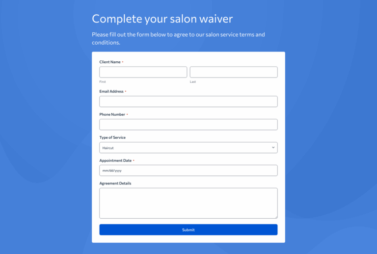 Hair Salon Waiver Form Template – Woorise