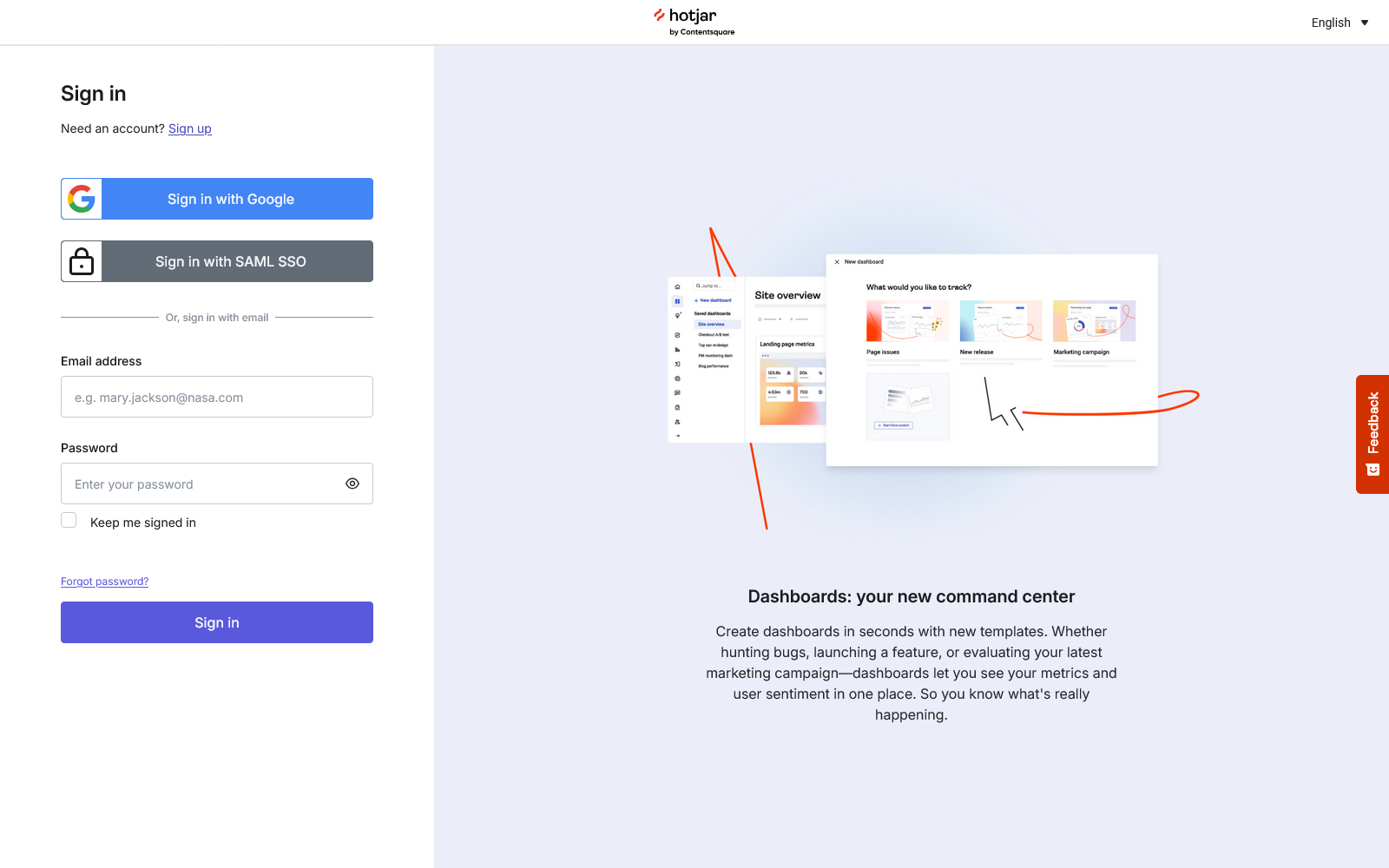 Hotjar Login Landing Page Example – Woorise