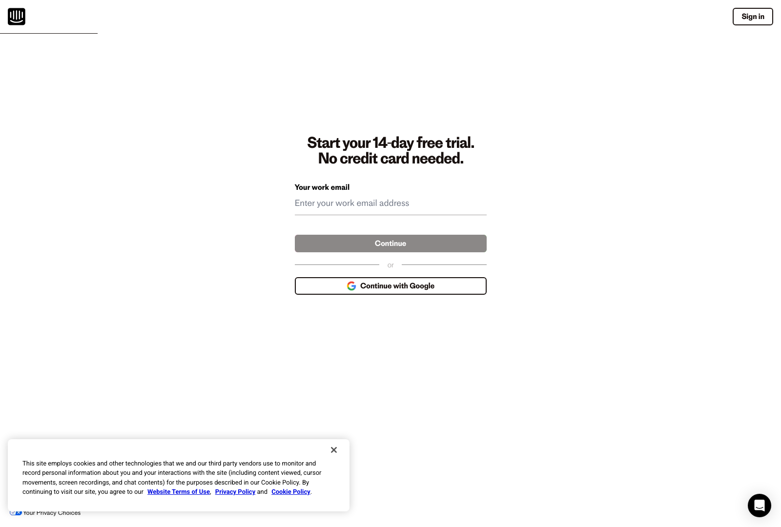Intercom Signup Landing Page Example – Woorise