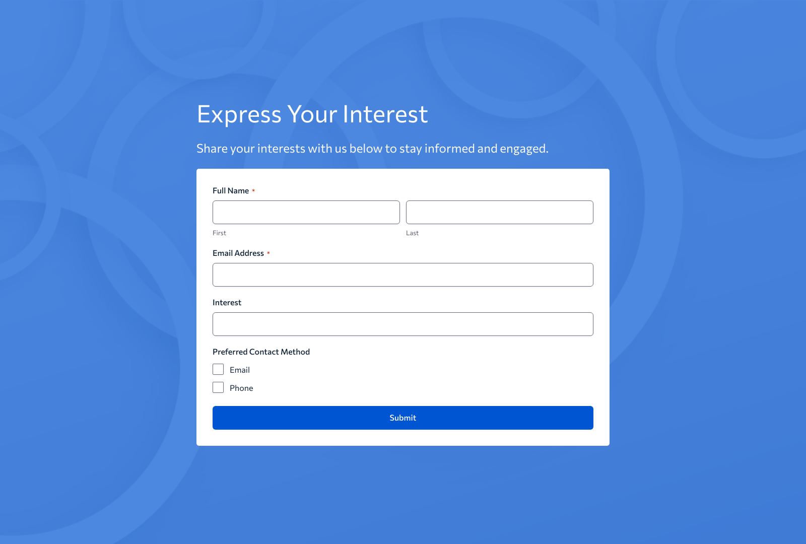Interest Form Template – Woorise