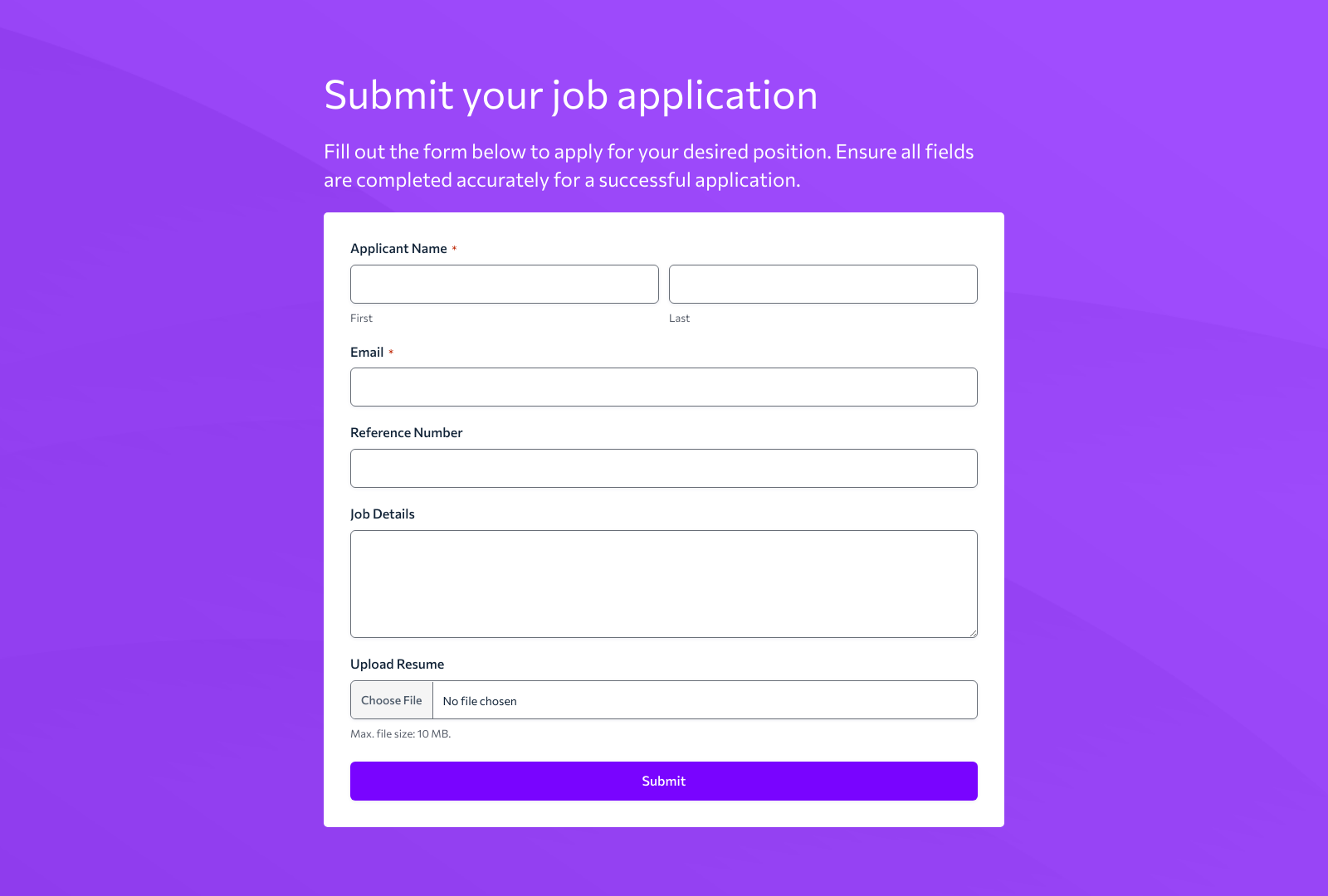 Job Request Form Template – Woorise