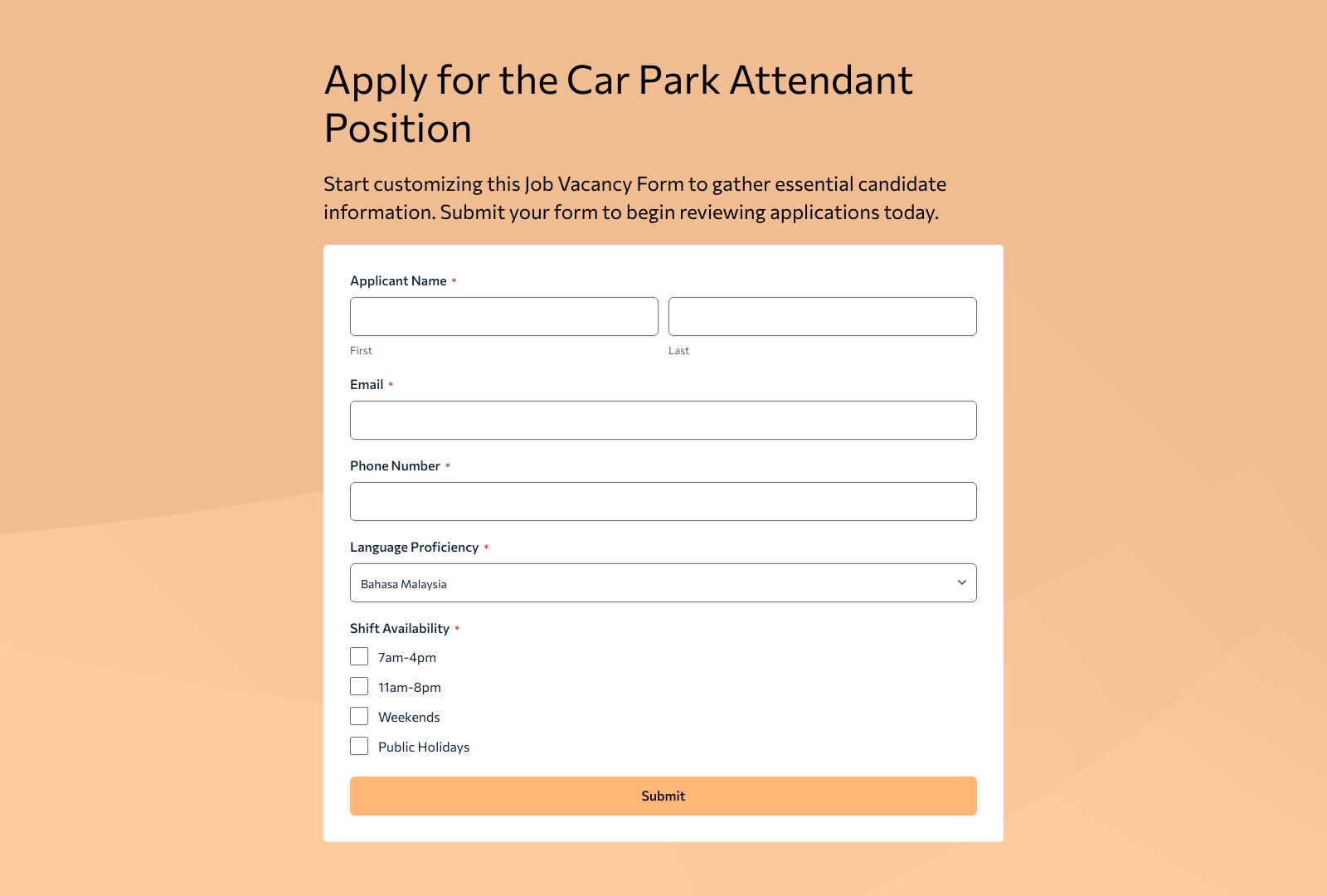 Job Vacancy Form Template – Woorise