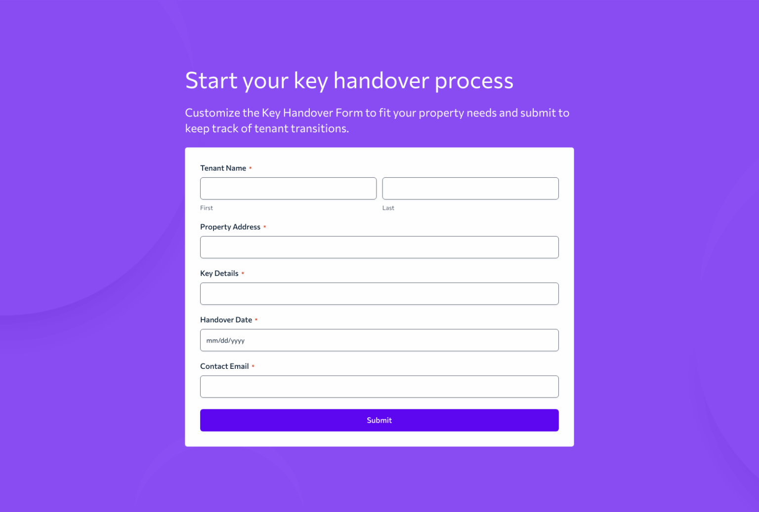 Key Handover Form Template – Woorise