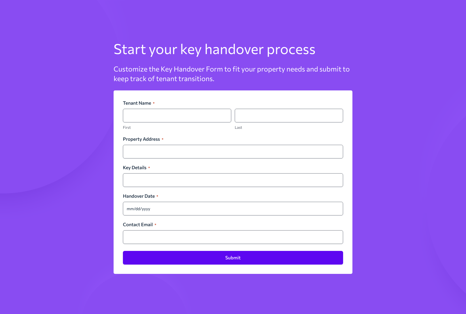 Key Handover Form Template – Woorise