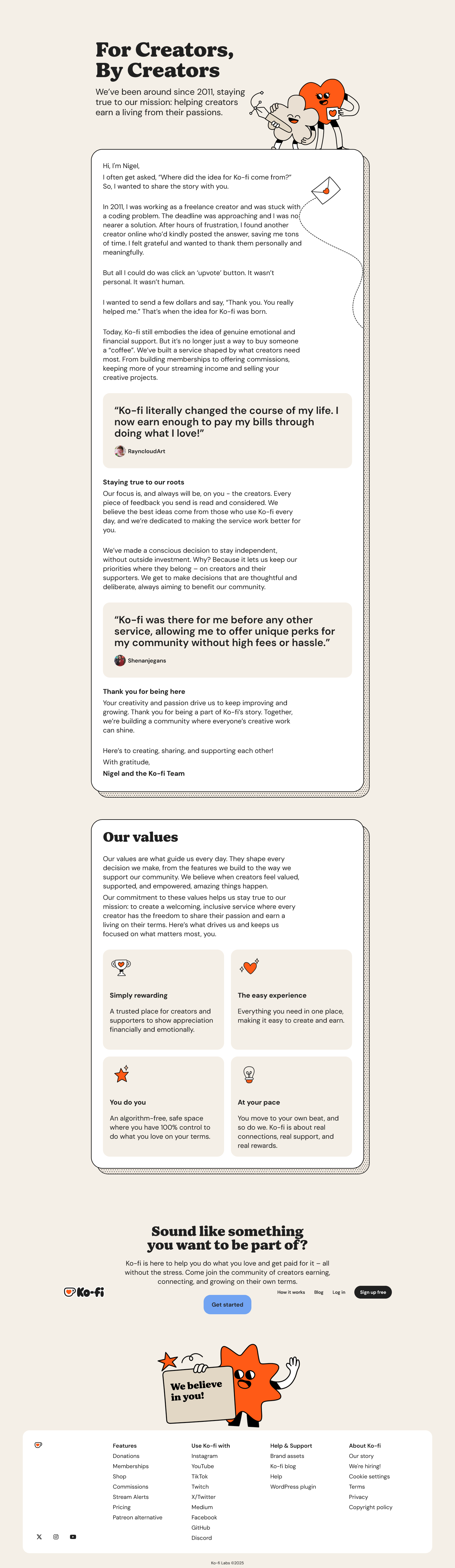 Ko-fi About Landing Page Example – Woorise