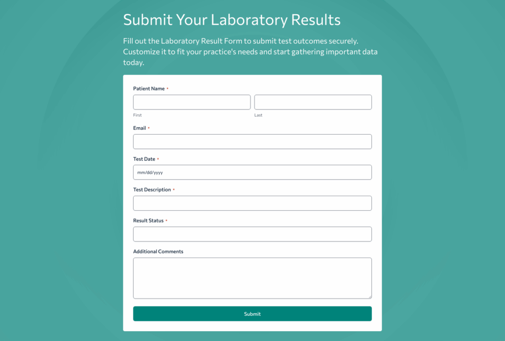 Laboratory Result Form Template – Woorise