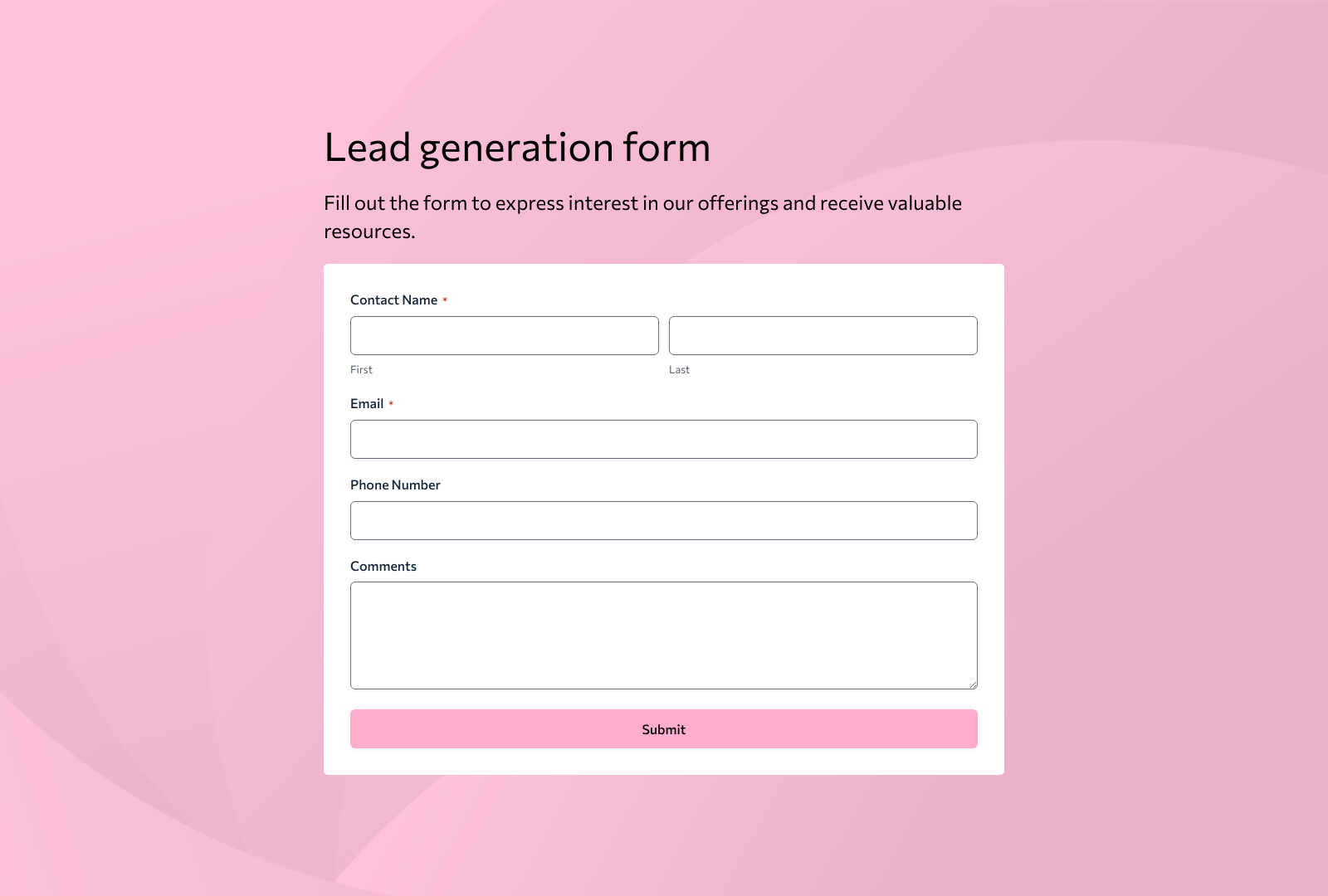 Lead Generation Form Template – Woorise