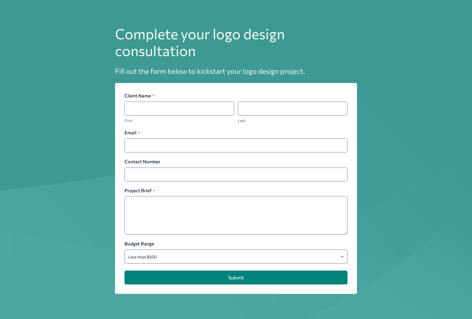 Logo Design Consultation Form Template – Woorise