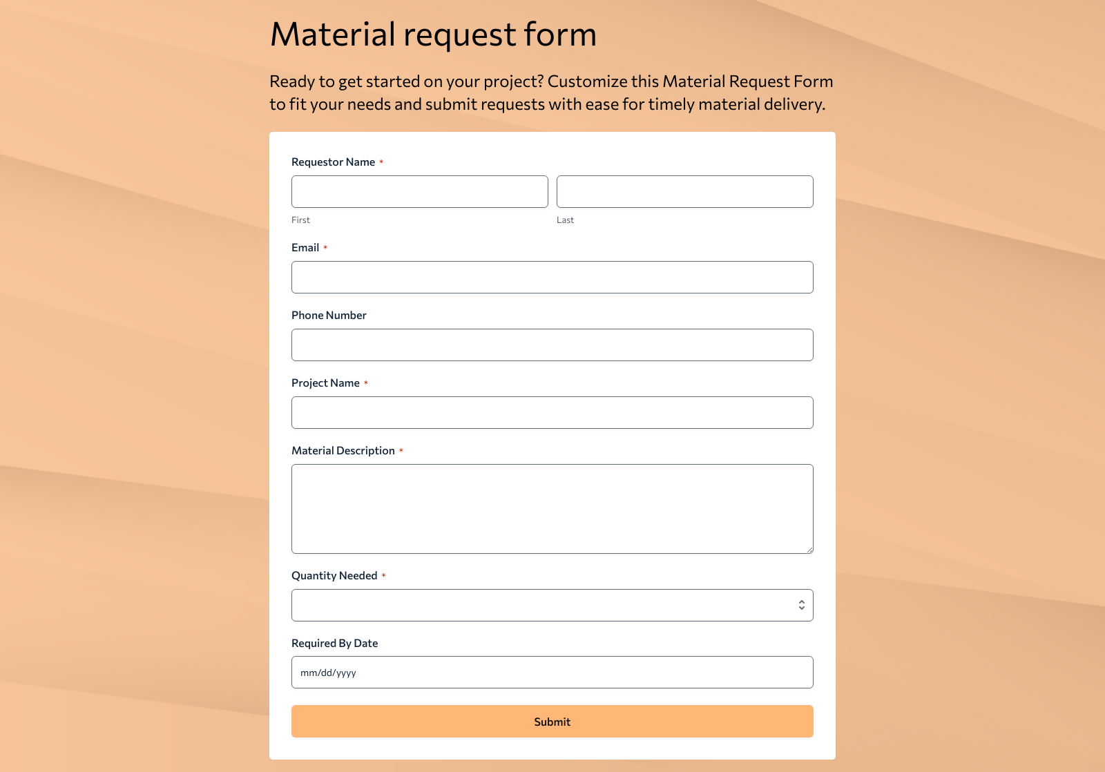 Material Request Form Template – Woorise