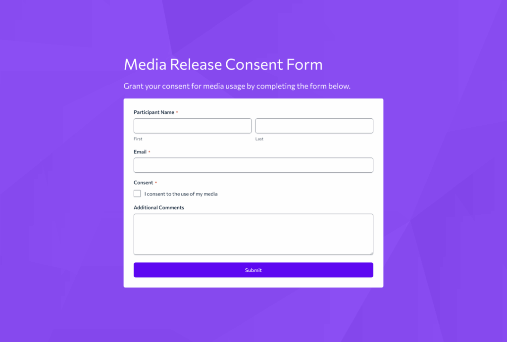 Media Release Form Template – Woorise