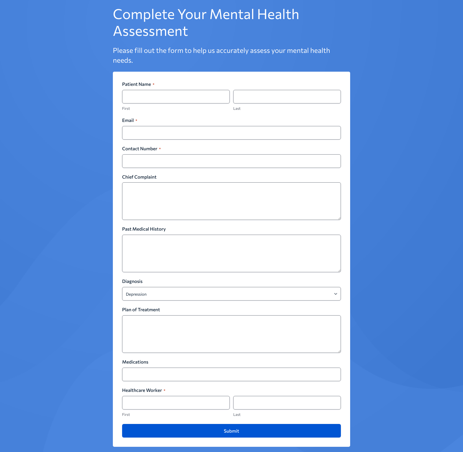 Mental Health Assessment Form Template – Woorise