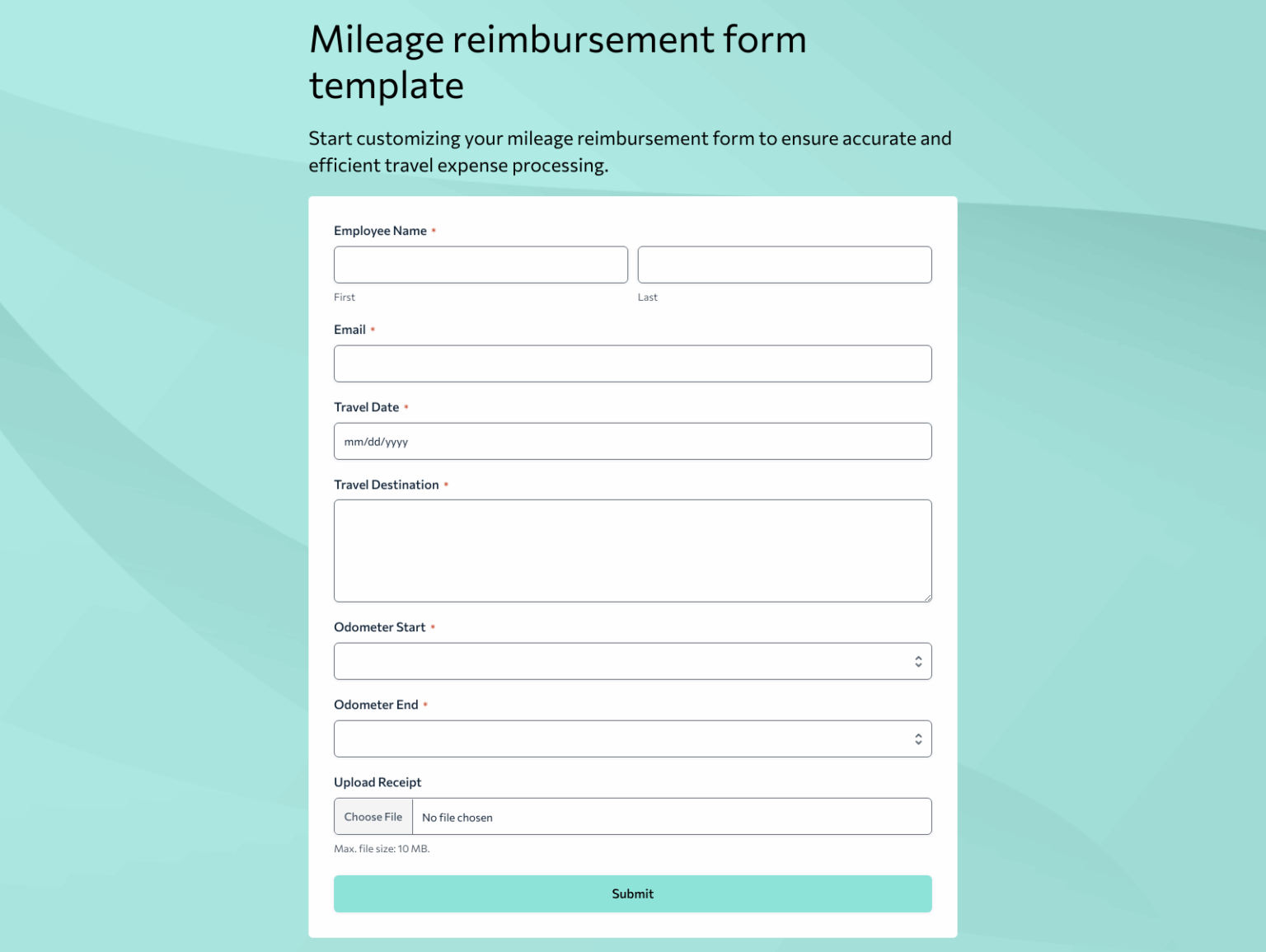 Mileage Reimbursement Form Template – Woorise