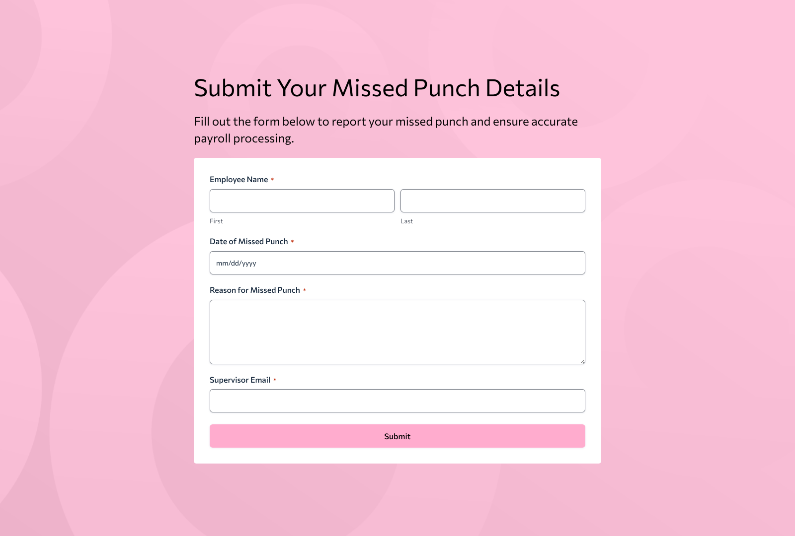 Missed Punch Form Template – Woorise